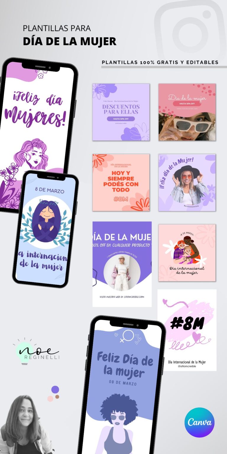 Plantillas Personalizables del Día de la Mujer Gratis en Canva